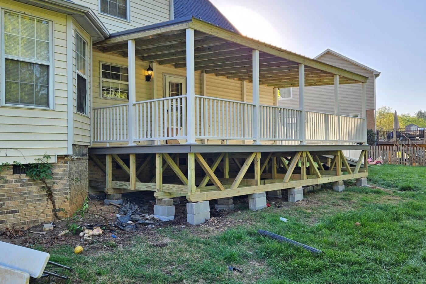 Prebuilt 12x30 Vinyl Porch in Knoxville TN | Completed Project